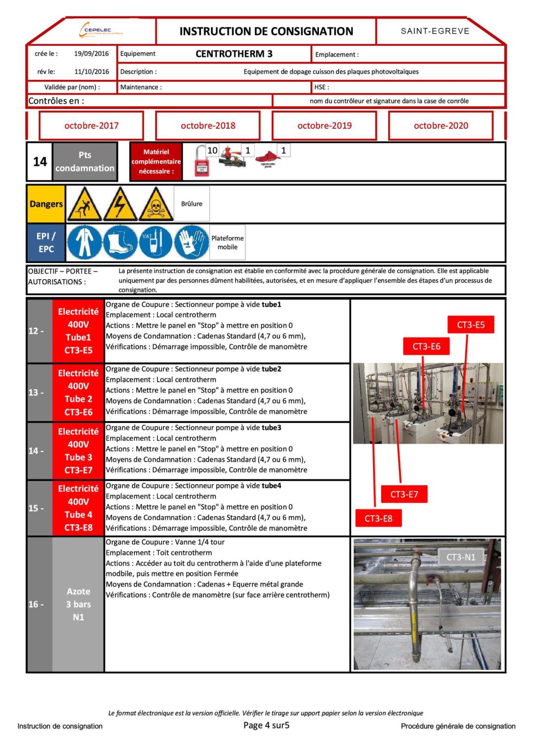 suivi consignation des installations - Cepelec